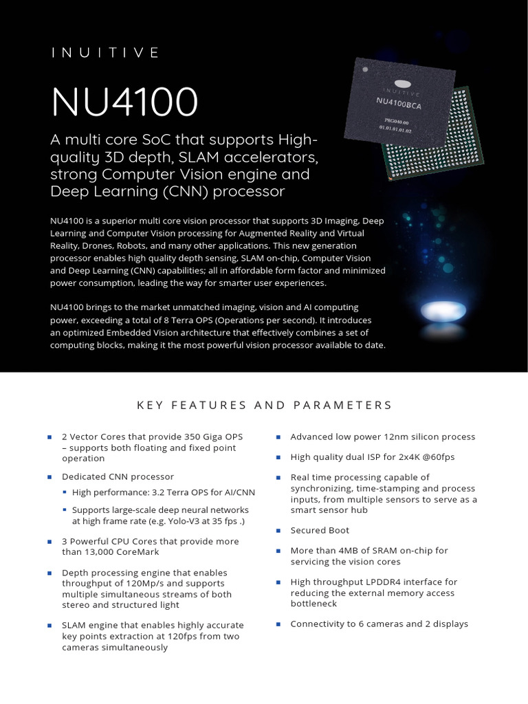 NU4100 Brochure | PDF | System On A Chip | Computer Vision