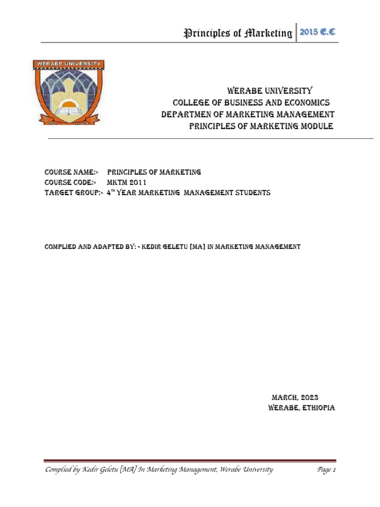 Principles of Marketing Full Module | Download Free PDF | Marketing | Sales