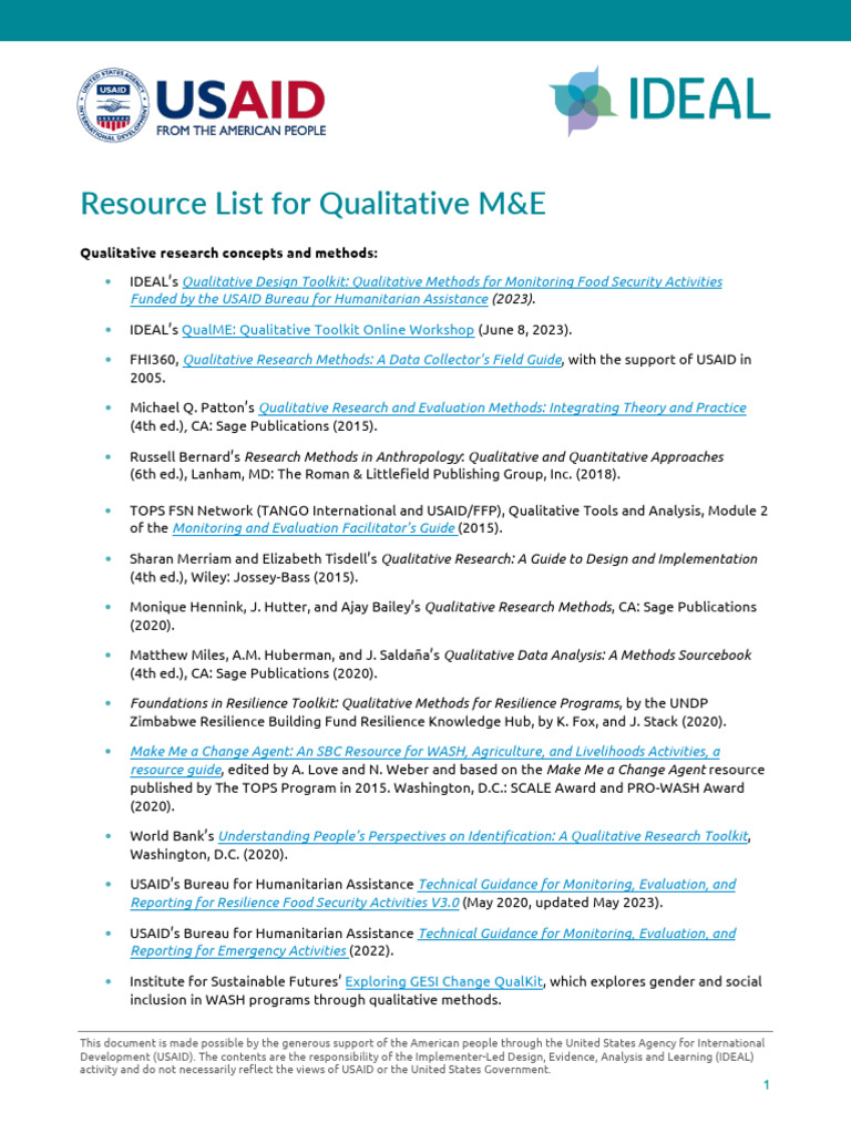 Resource List For Qualitative ME | PDF | Qualitative Research | Data