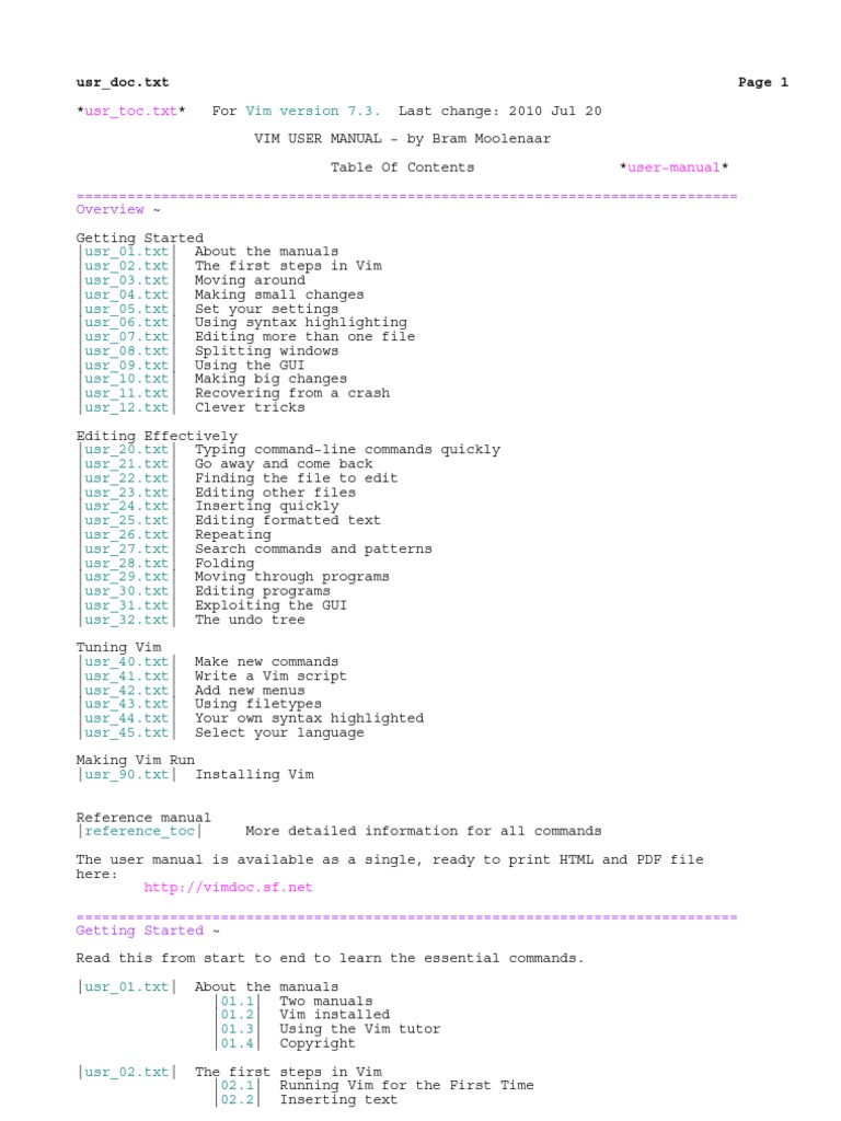 VIM User Manual | PDF | Command Line Interface | Text File