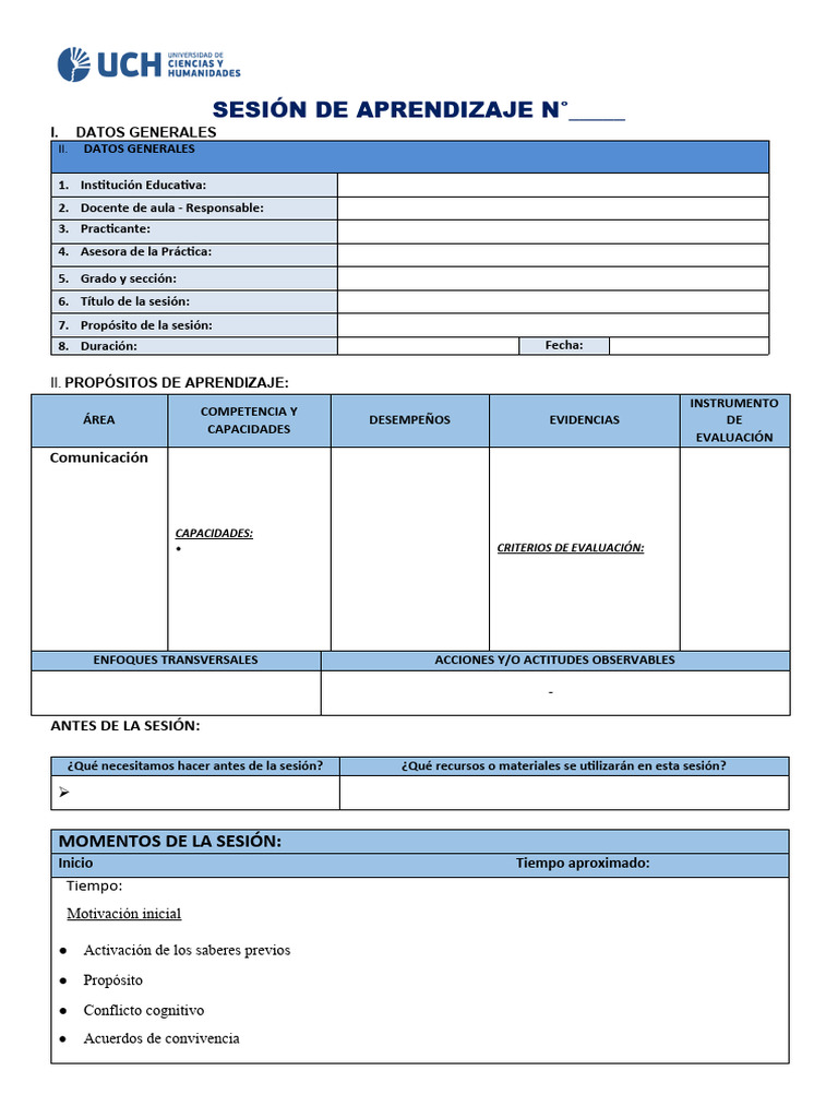 Esquema - Modelo de Sesión Primaria | PDF | Evaluación | Maestros