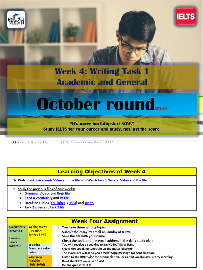Week 4 Study Plan 11.2023 | PDF | International English Language ...
