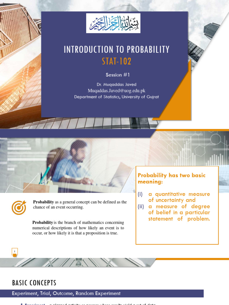 Lecture # 1 (Basic Concept of Probability) | PDF | Probability | Randomness Lecture # 1 (Basic Concept of Probability) | PDF | Probability | Randomness