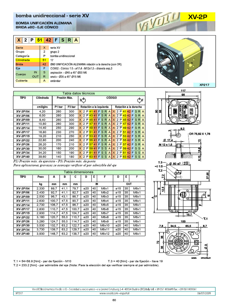Bomba Vivoil XV2P - BRIDA DIAM. 80 | PDF
