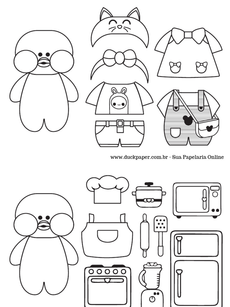 paper duck para imprimir com roupas e acessórios - khondrion.com