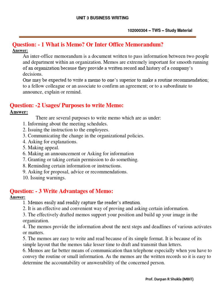Ch-3 TWS | PDF | Memorandum | Advertising