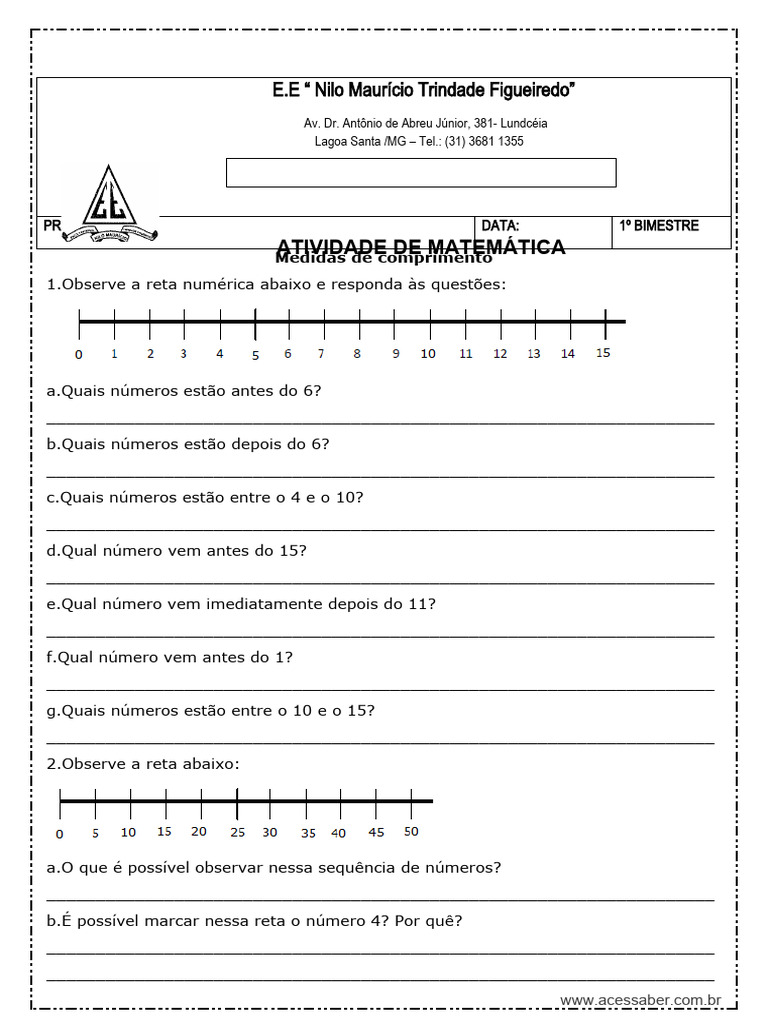 ATIVIDADES Matematica 3º Ano Medidas de Comprimento | PDF