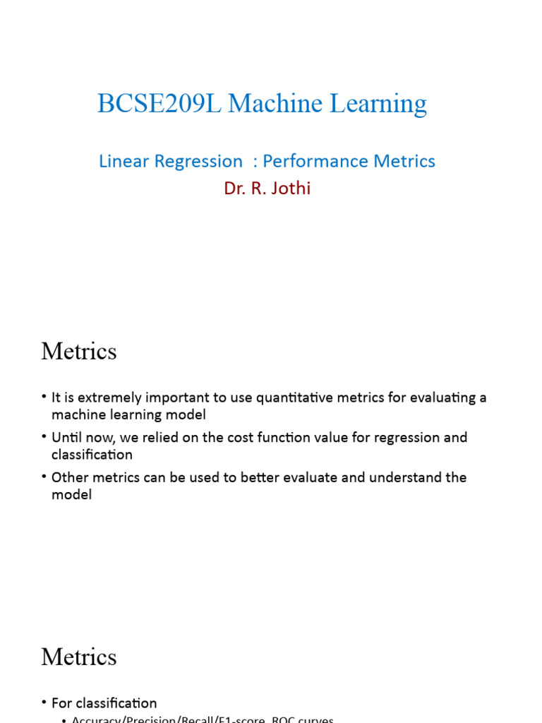 Regression Performnace Metrics | PDF | Errors And Residuals | Mean Squared Error