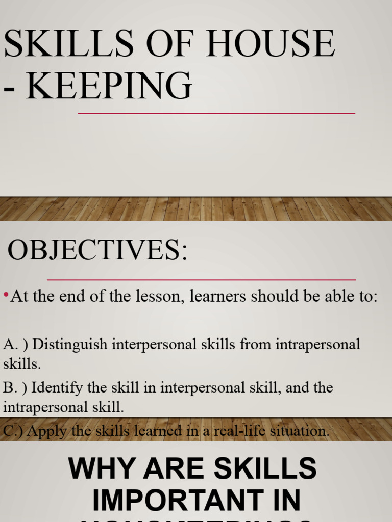 Skills of House Keeping 002 | PDF | Housekeeping | Skill