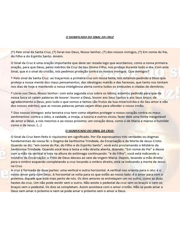 2 o Significado Do Sinal Da Cruz | PDF | Oração | Amor