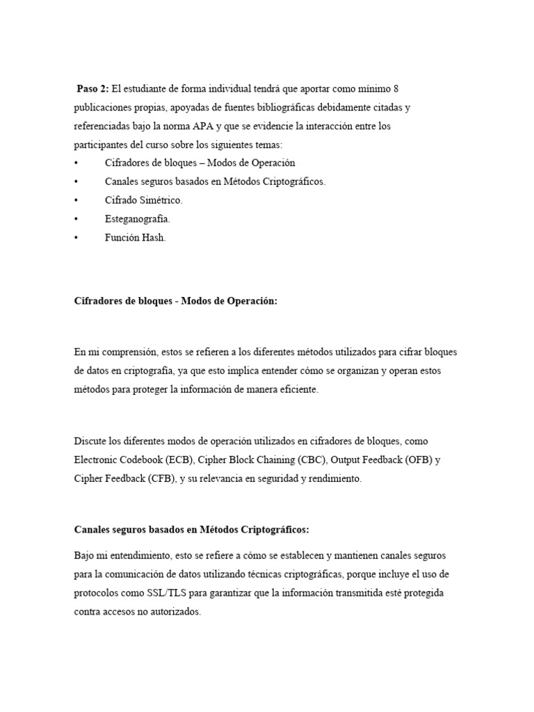 APORTE Algoritmo y Modelos Criptográficos | PDF | Criptografía ...