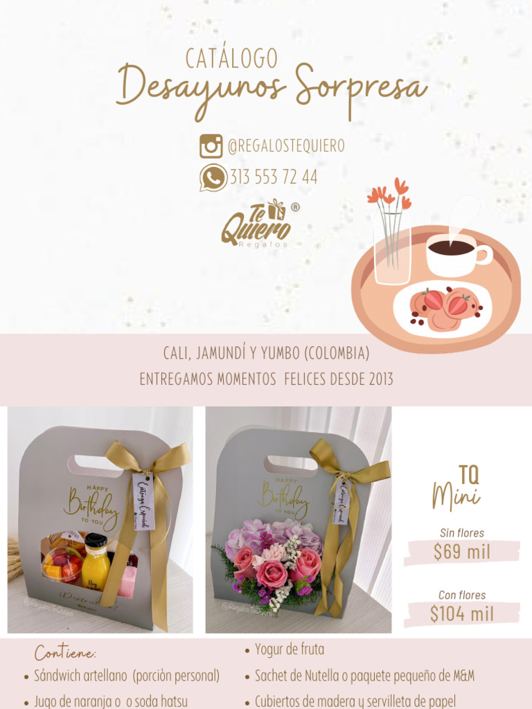 Catálogo DESAYUNOS SORPRESA-RegalosTeQuiero - Marzo 2024-1 | PDF | Alimentos