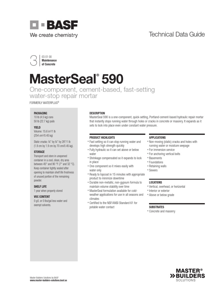 Hds - Master Seal 590 | PDF | Concrete | Water
