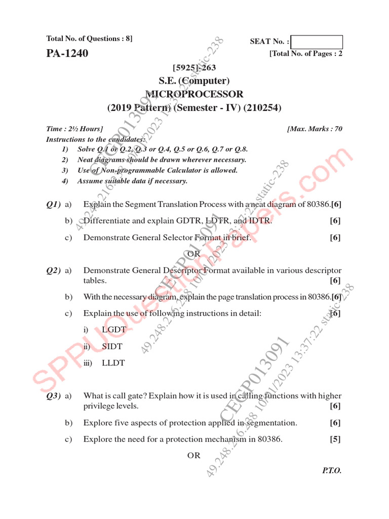 Microprocessor Exam Questions 80386 | PDF | Computer Architecture ...