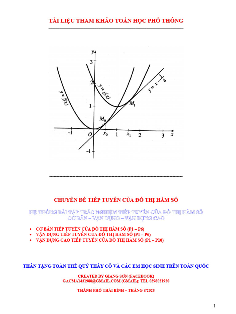 He Thong Bai Tap Trac Nghiem Tiep Tuyen Do Thi Ham So Co Ban Van Dung Van Dung Cao | PDF