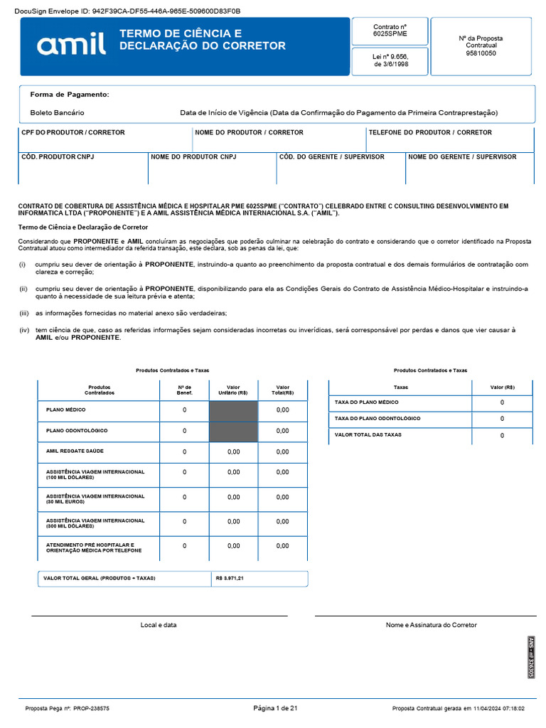 Contrato em Branco - Amil | PDF | Brasil | Direito Privado