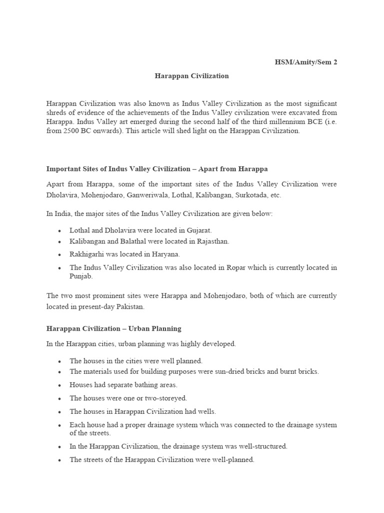 Harappan Civilization Overview and Insights | PDF | Social Science