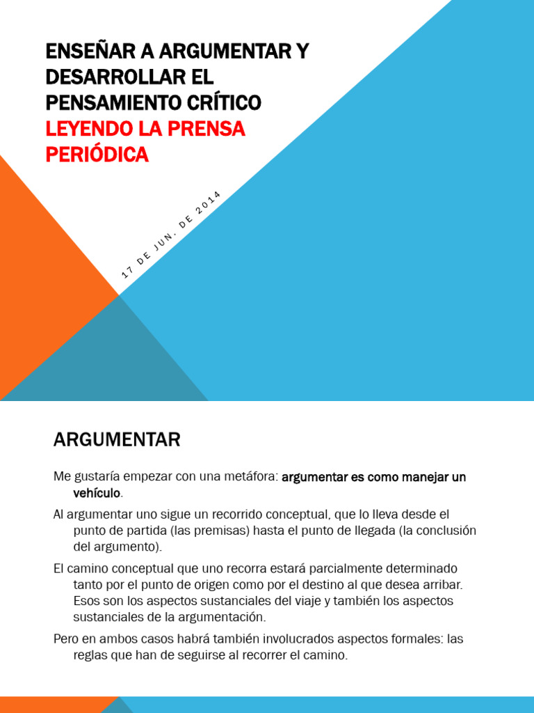 Clase 22 - Enseñar A Argumentar | PDF | Argumento | Lógica