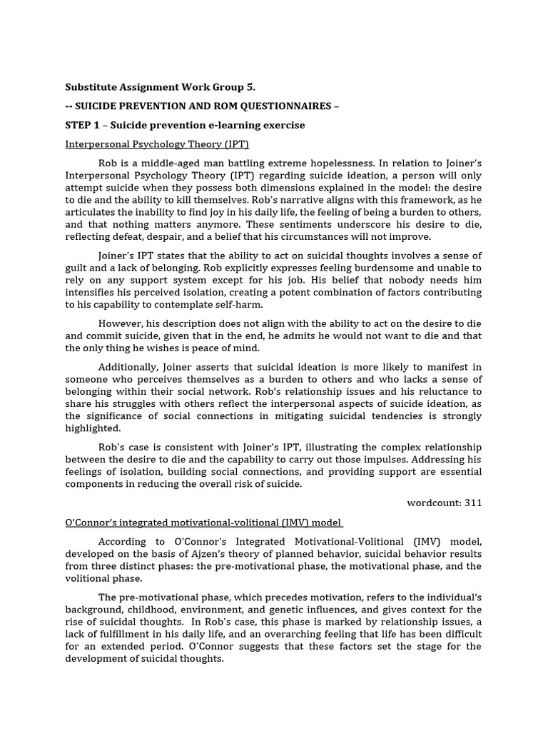 Substitution Assignment Workgroup 5 | PDF | Anxiety | Suicide