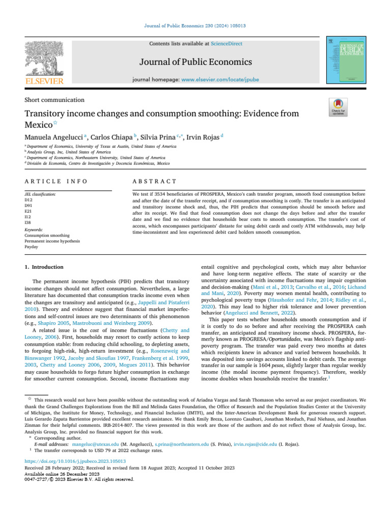 Transitory IncomechangesandconsumptionsmoothingEvidencefrom Mexico ...