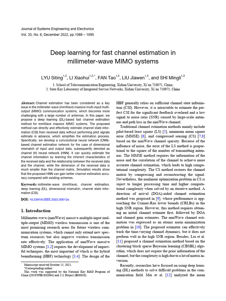 Deep Learning For Fast Channel Estimation in Millimeter-Wave MIMO ...