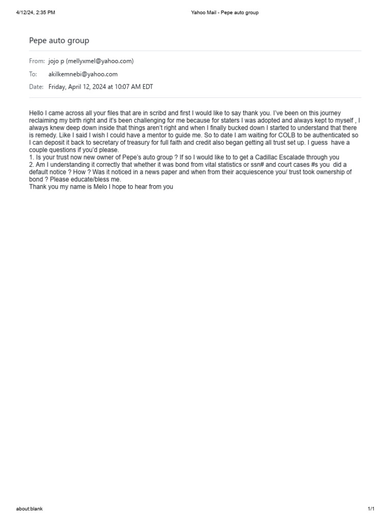 Yahoo Mail - Pepe Auto Group | PDF