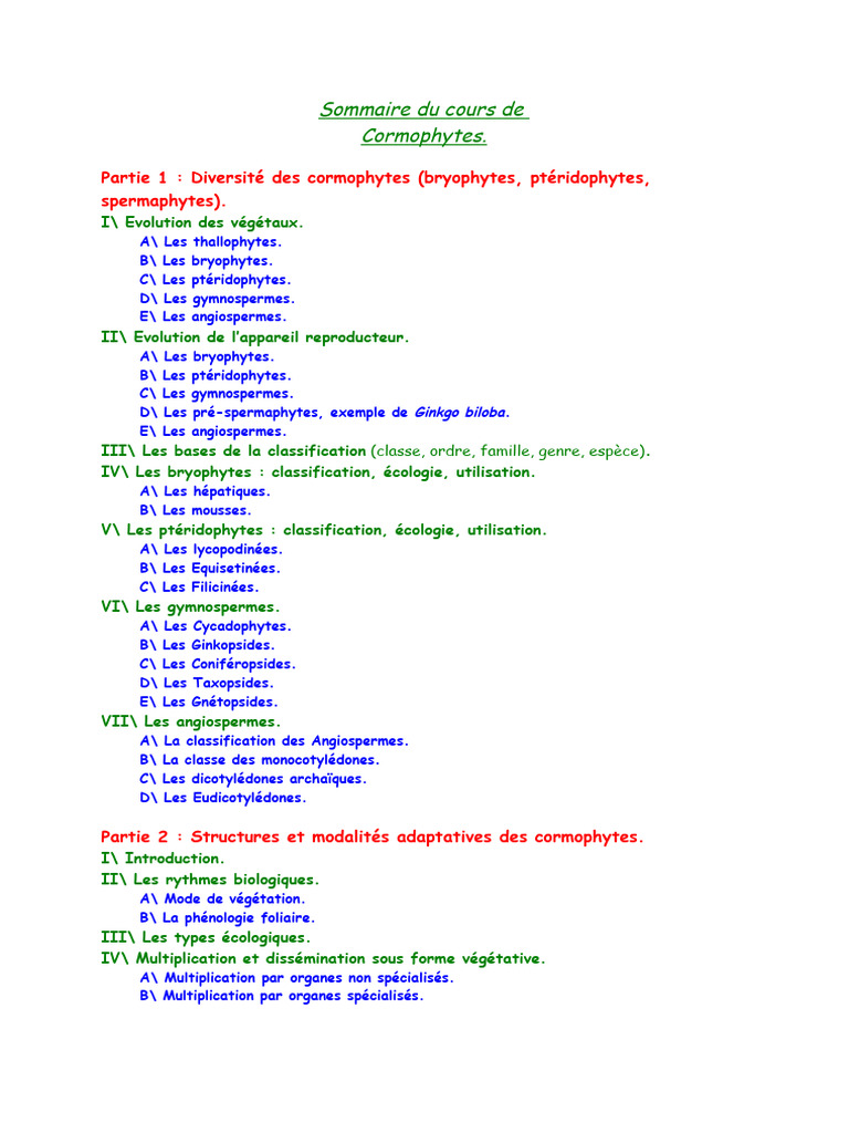 Biologie Vegetale Cormophytes Ujikl | PDF | Pin (plante) | Plantes