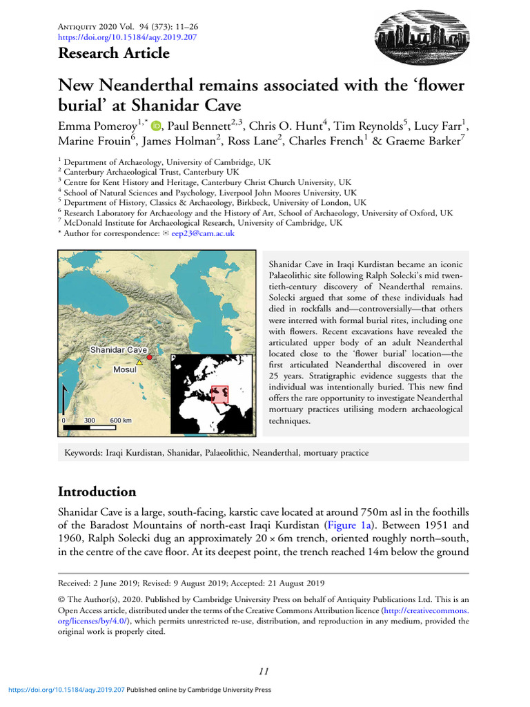 New Neanderthal Findings at Shanidar Cave | PDF | Neanderthal