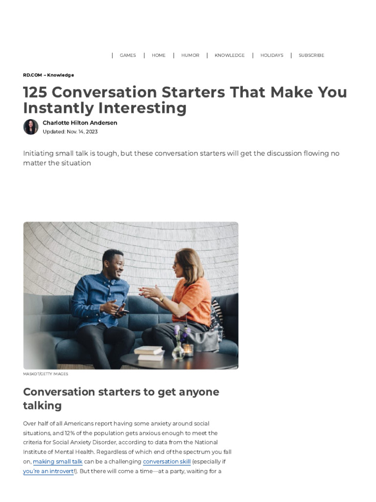 125 Conversation Starters for Anyone and Any Situation | PDF