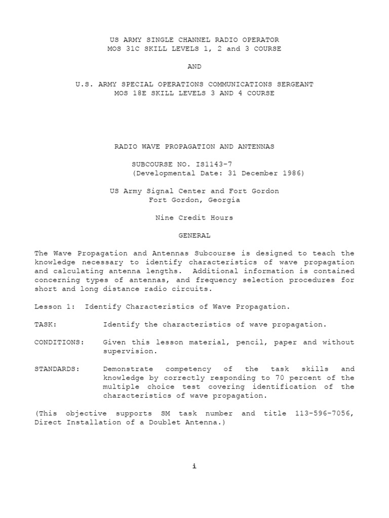 1986 Us Army Radio Wave Propagation and Antennas 177p | PDF | Antenna ...