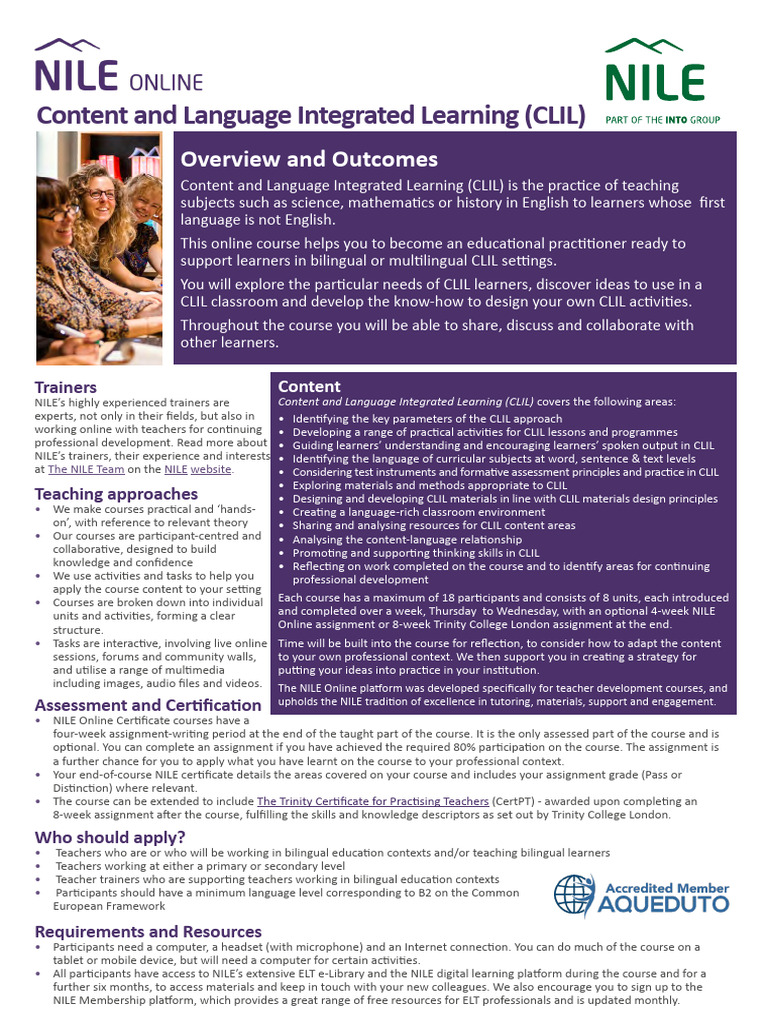 Course Description Online CLIL | PDF | Learning | Educational Assessment