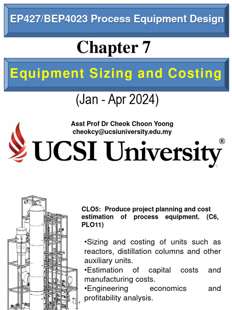 Chapter 7 Equipment Sizing and costing | PDF | Inventory | Capital (Economics)