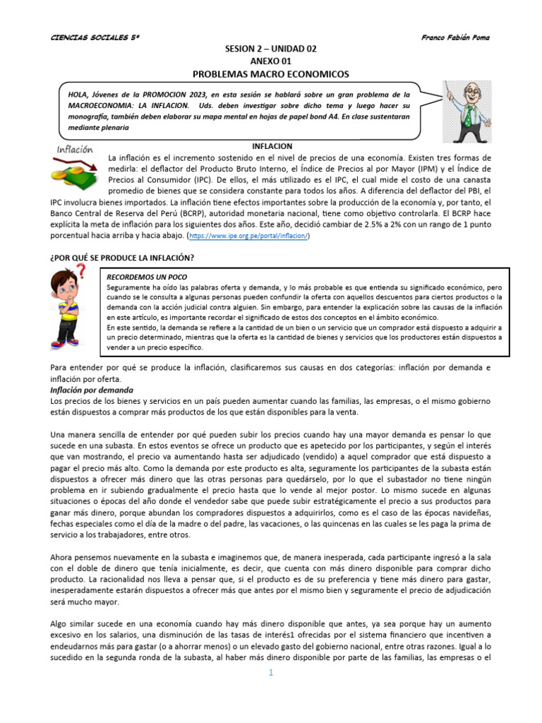 Problemas Macroeconomicos - Anexo - S2 | PDF | Inflación | Oferta (economía)