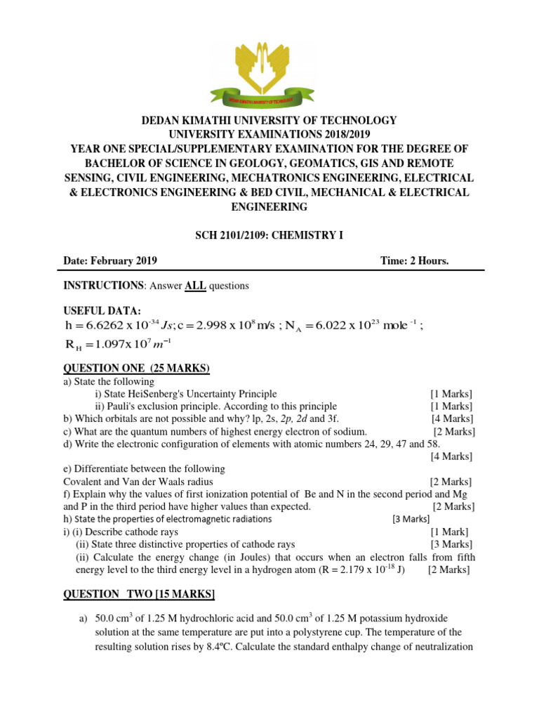 SCH 2109 Chemistry I - Rose | Download Free PDF | Chemical Bond | Hydrogen