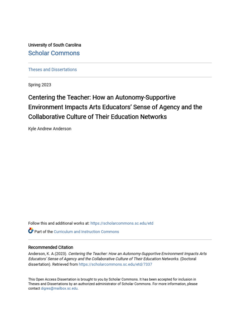 Centering The Teacher - How An Autonomy-Supportive Environment Imp ...
