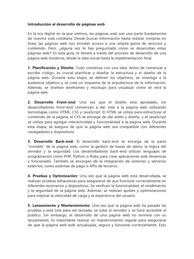 IntroducciÃ N Al Desarrollo de Pã¡ginas Web | PDF | HTML | Red mundial