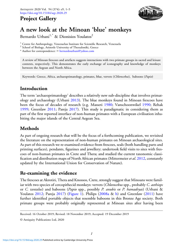 A New Look at The Minoan Blue' Monkeys | PDF | Social Science | Science ...