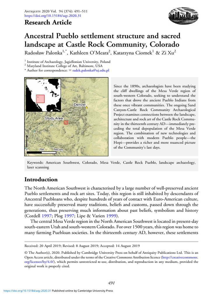 Ancestral Pueblo Settlement Structure and Sacred Landscape at Castle ...