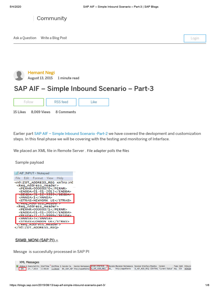 SAP AIF - Simple Inbound Scenario - Part-3 - SAP Blogs | PDF | Computer Engineering | Computer ...