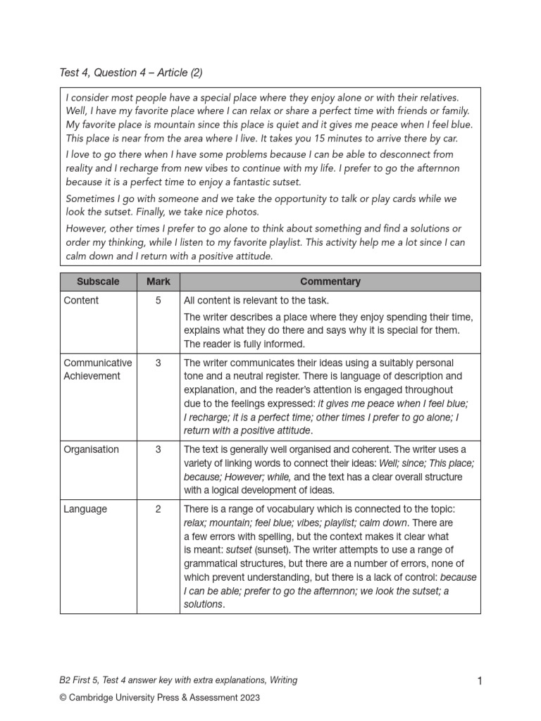 B2First5 Test 4, Question 4, Article (Good Answer) | PDF | Thought ...