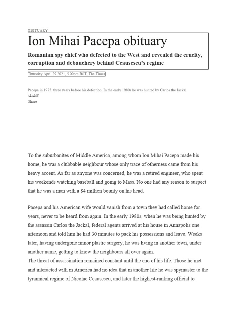 Pacepa - Times | PDF