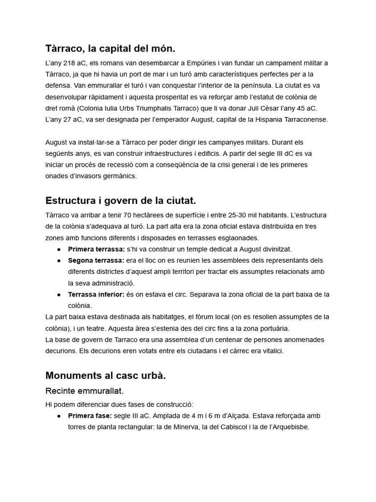 Tàrraco, La Capital Del Món | PDF