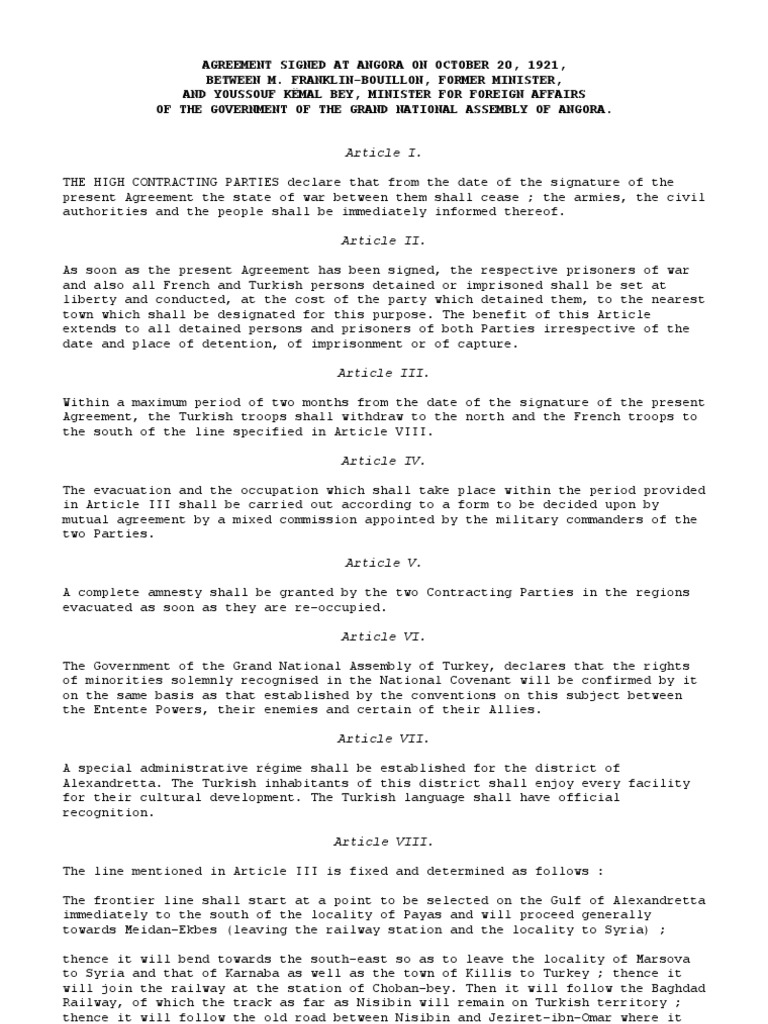 Treaty of Ankara: 1921 Agreement Summary | PDF | Ottoman Empire | Turkey