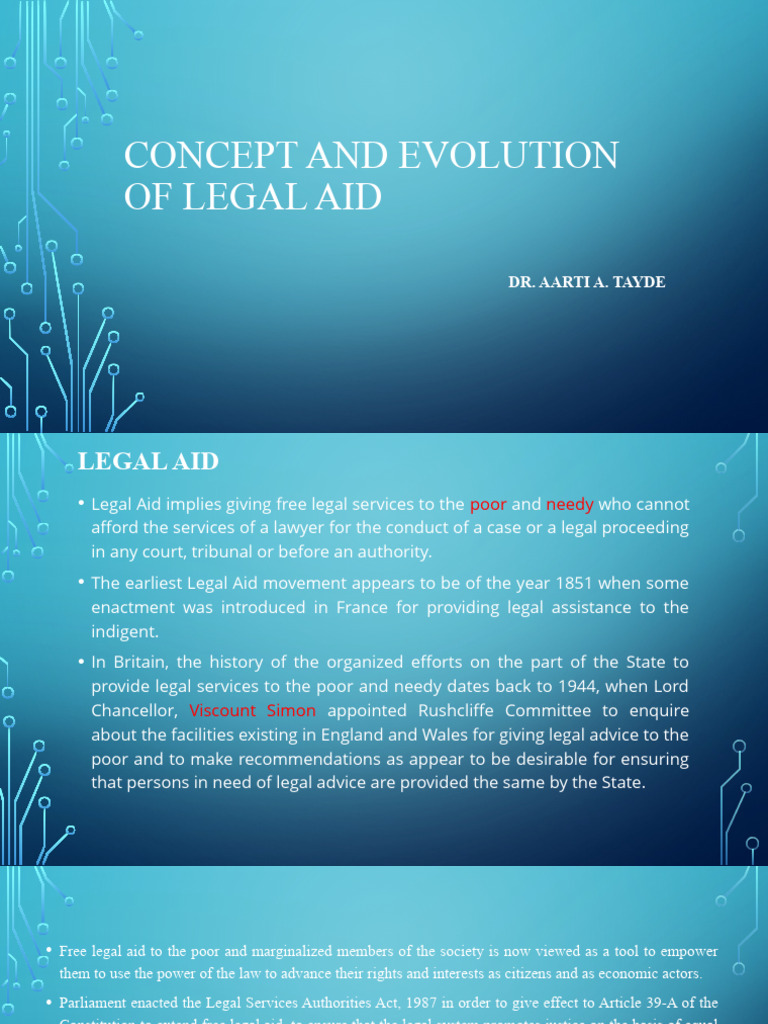 Concept and Evolution of Legal Aid | PDF | Legal Aid | Arrest