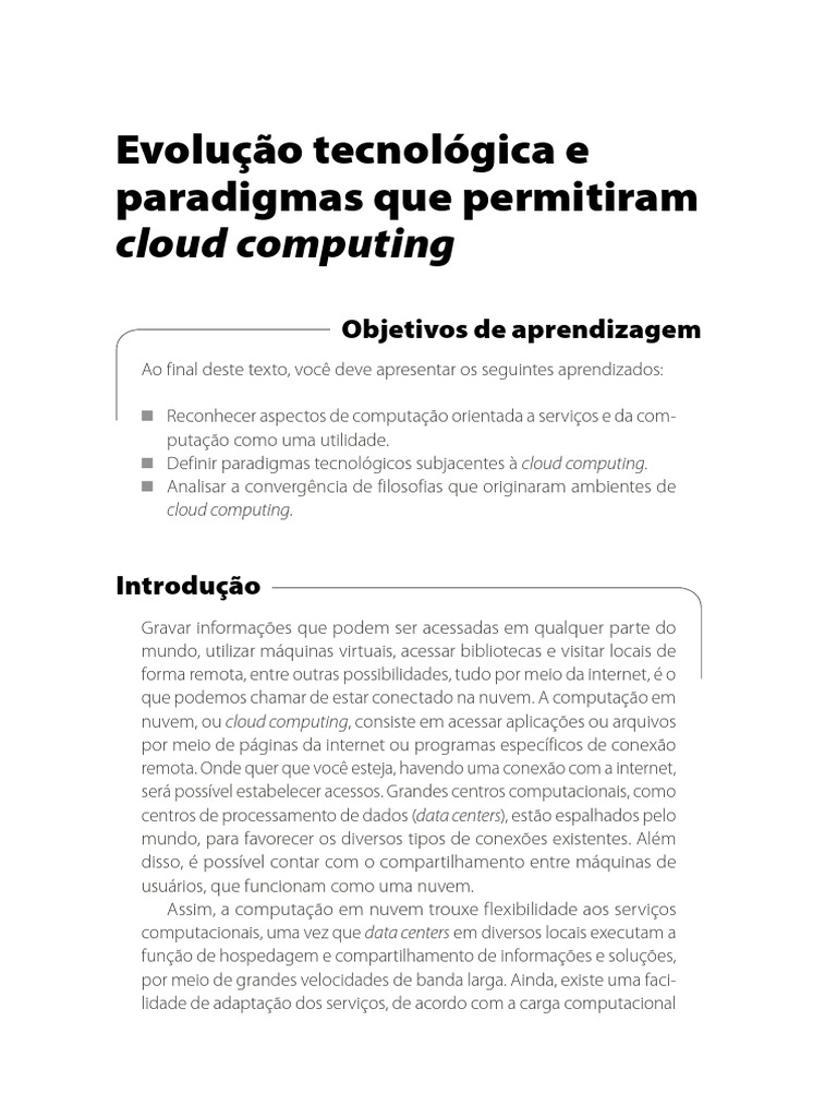 Evolução Tecnológica e Paradigmas Que Permitiram Cloud Computing | PDF ...