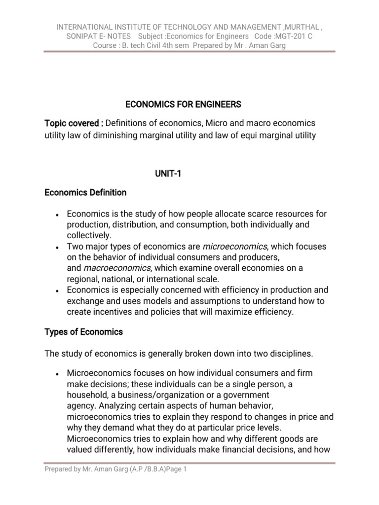 Economics For Engineers | PDF