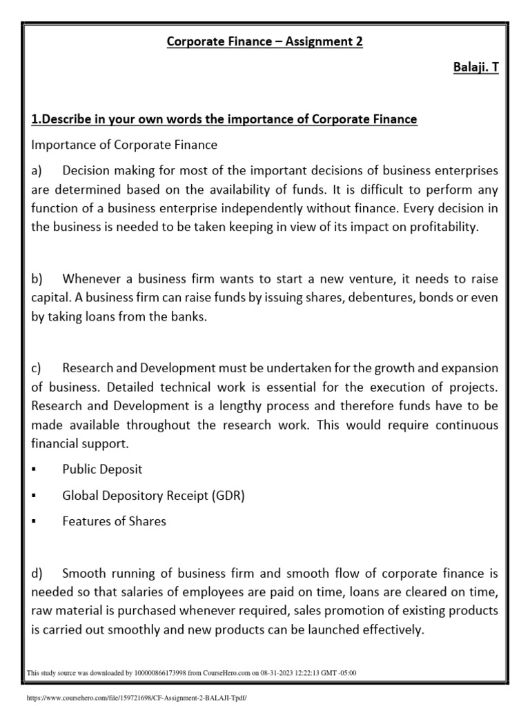 CF Assignment 2 | PDF | Capital Budgeting | Internal Rate Of Return