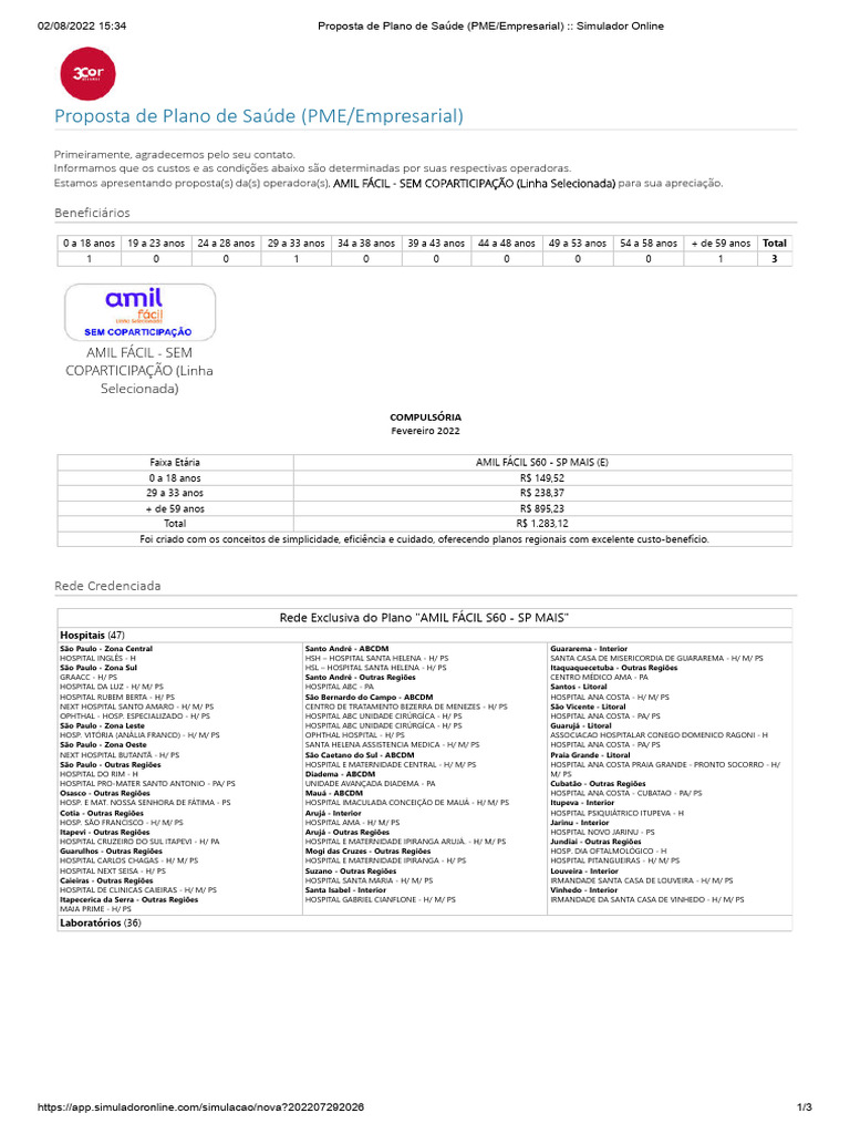 Proposta Amil | PDF | Sistema de saúde | Remédio