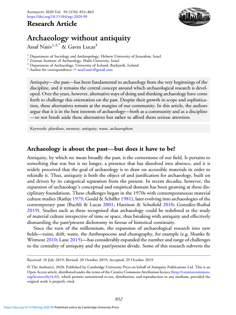 Archaeology Without Antiquity | PDF | Archaeology | Knowledge
