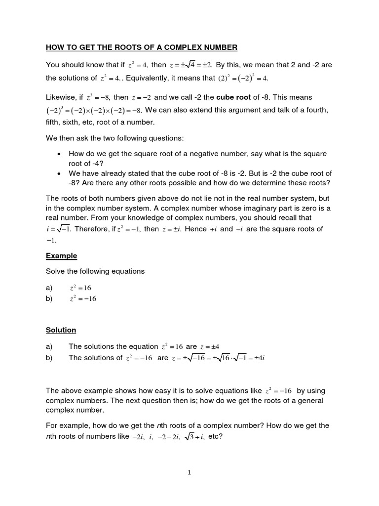 02 How To Get The Roots of A Complex Number | PDF | Complex Number | Numbers